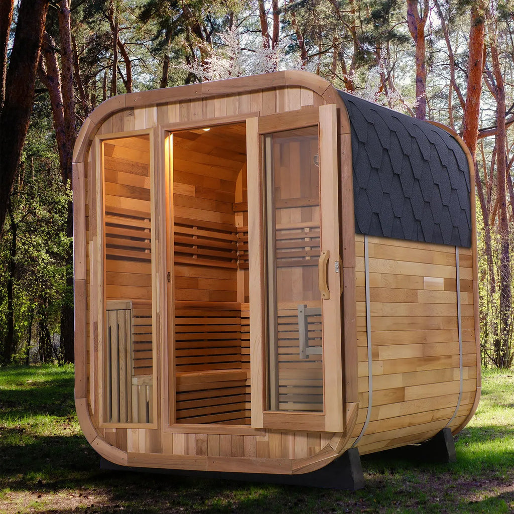 Patchwork Red Cedar Outdoor Square Sauna | Traditional Steam Kit – Anyi ...
